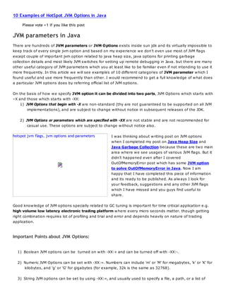 10 examples of hot spot jvm options in java | PDF