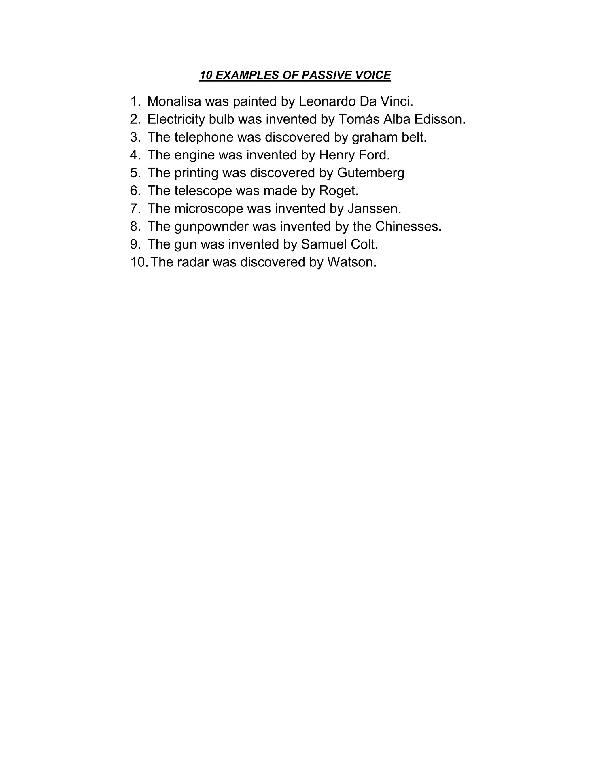 10 examples of passive voice | DOCX