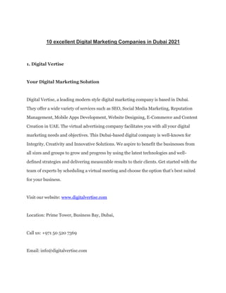 10 excellent digital marketing companies in dubai 2021 | PDF