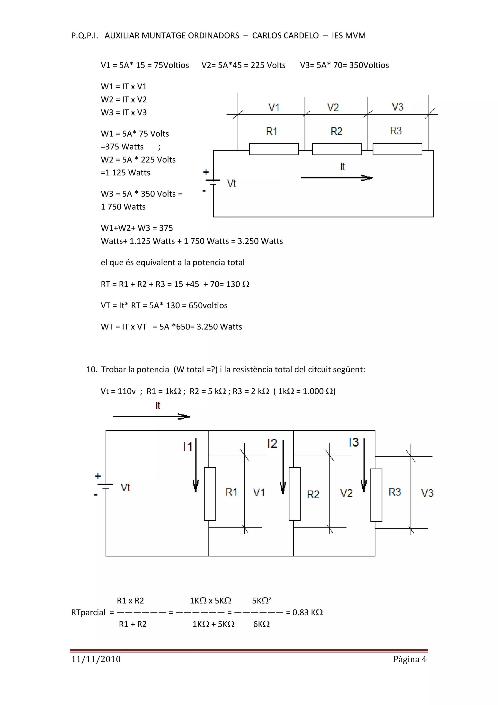 10 Exercicis resolts Llei Ohm | PDF