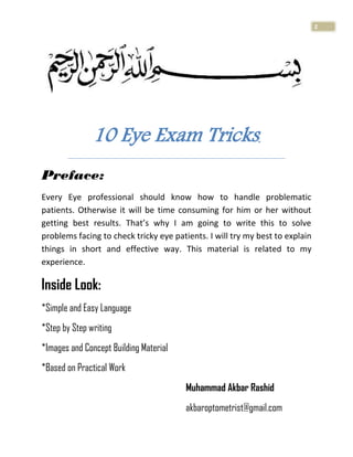 10 eye exam tricks by Akbar Rashid Qadri | PDF