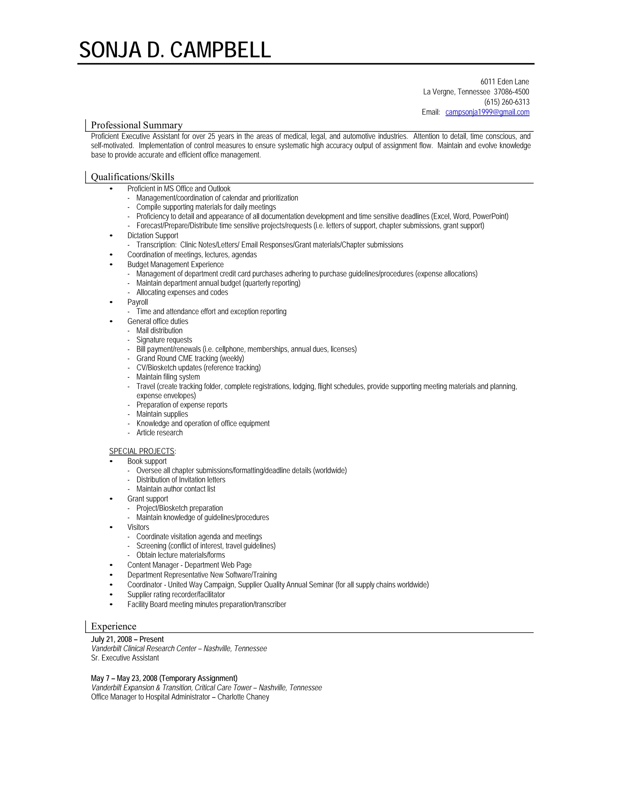 Resume - Sonja Campbell | PDF