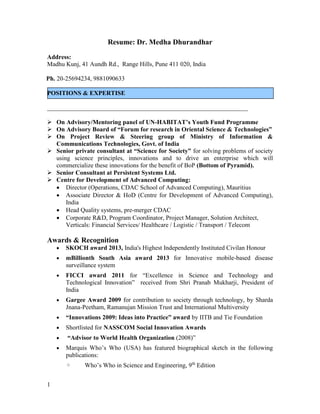 MedhaDhurandharCVDetailed | PDF