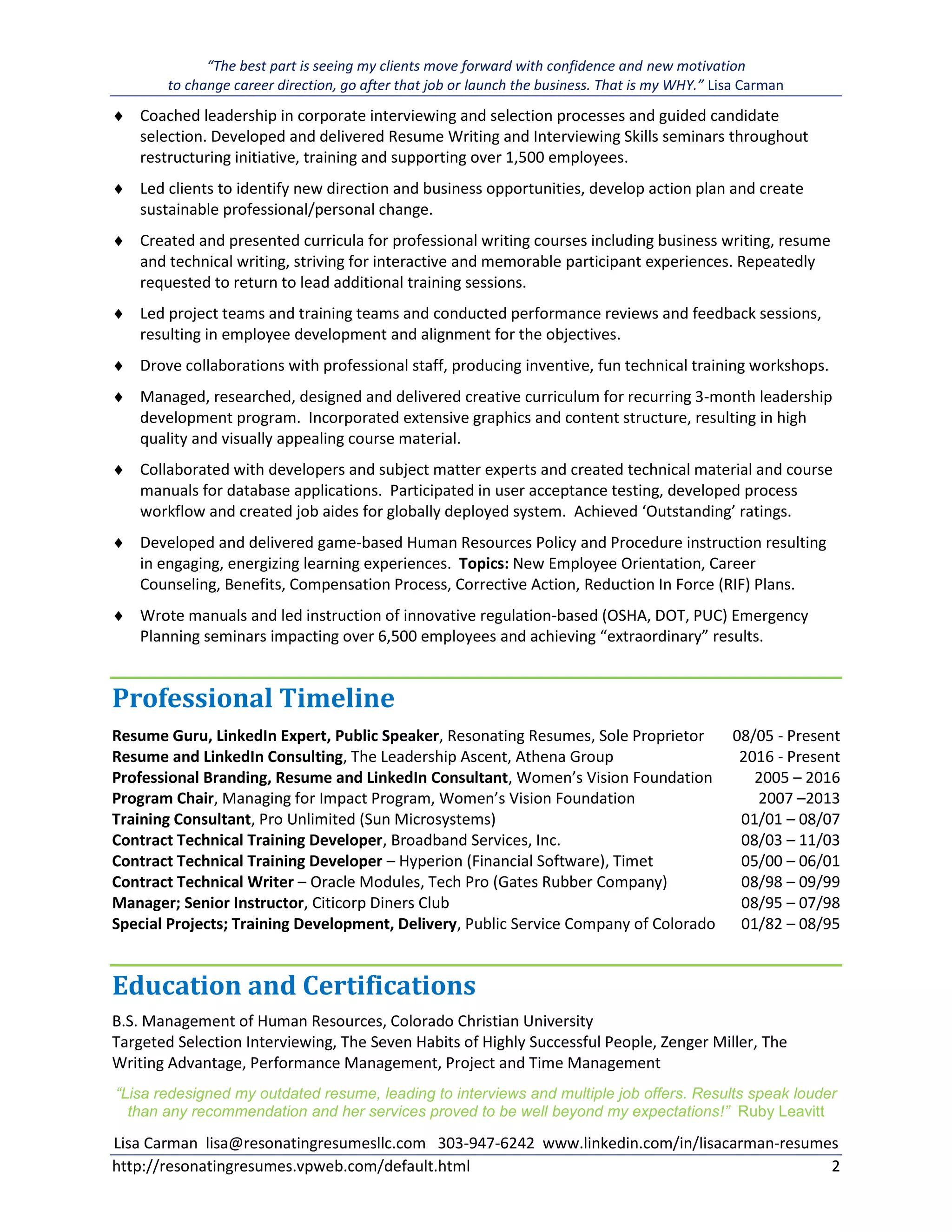 Lisa Carman Resume 030117 | PDF