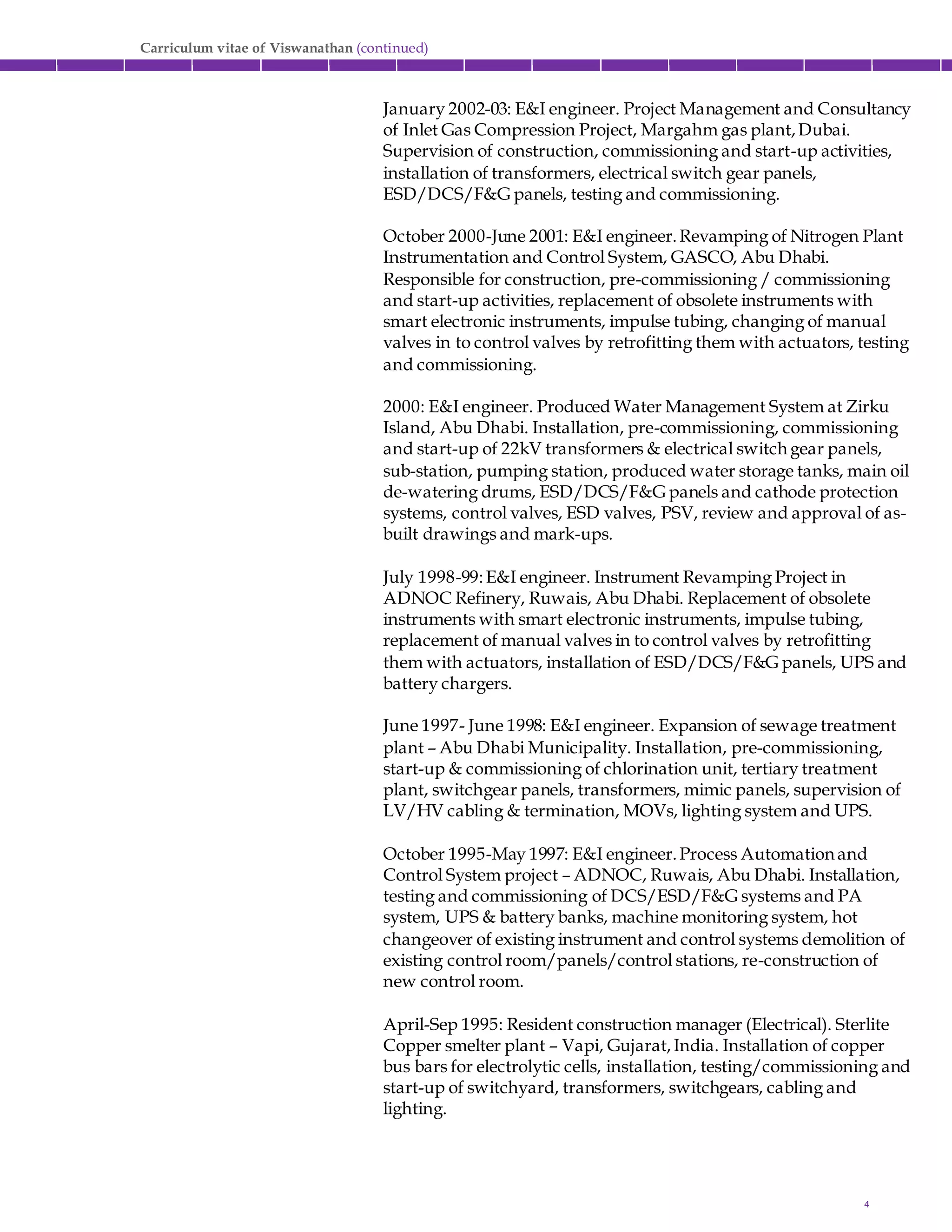 CV of Viswanathan KK | DOCX | Civil Engineering Industry | Industries