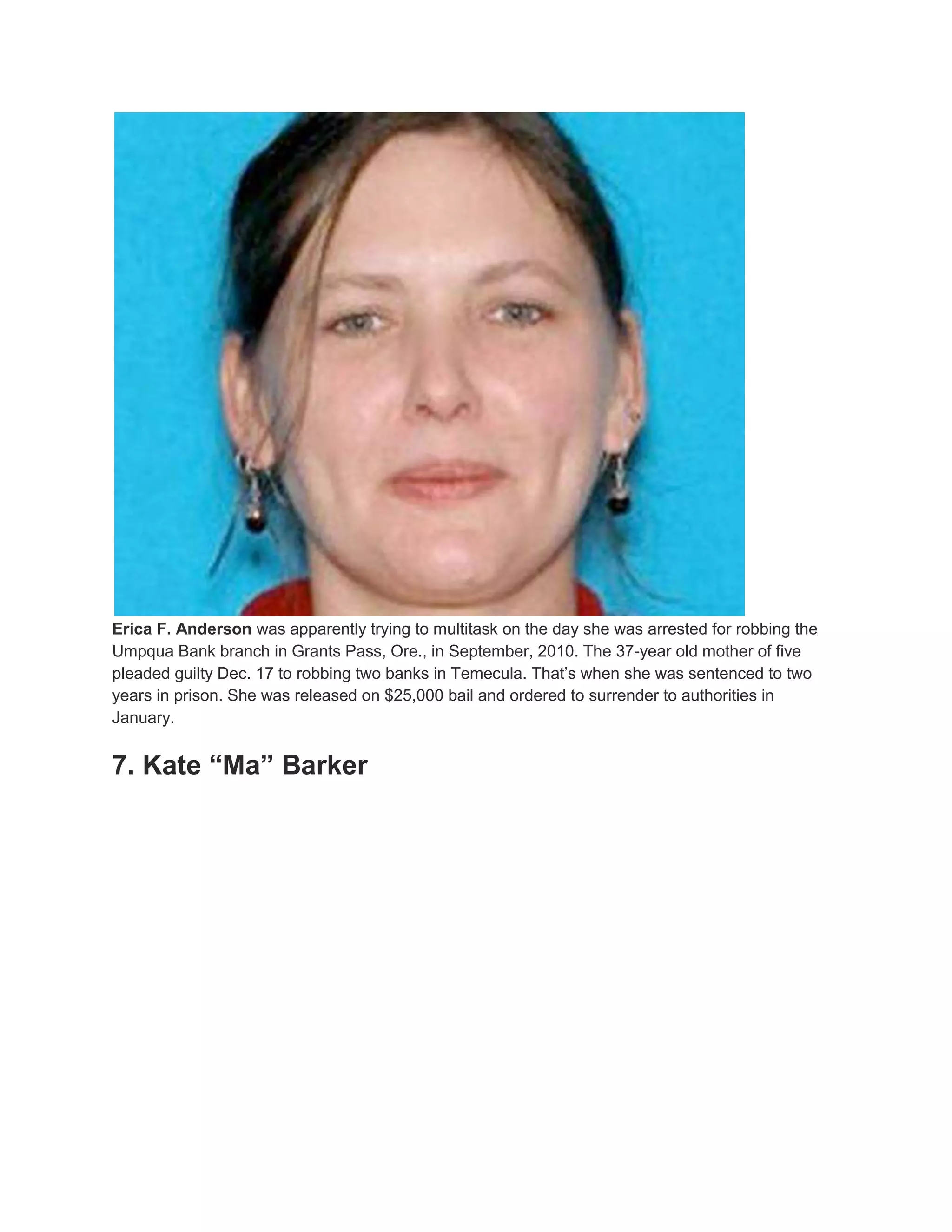 10 famous female bank robbers | DOCX