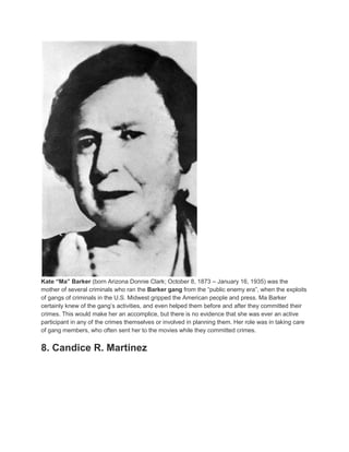 10 famous female bank robbers | DOCX