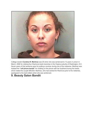 10 famous female bank robbers | DOCX