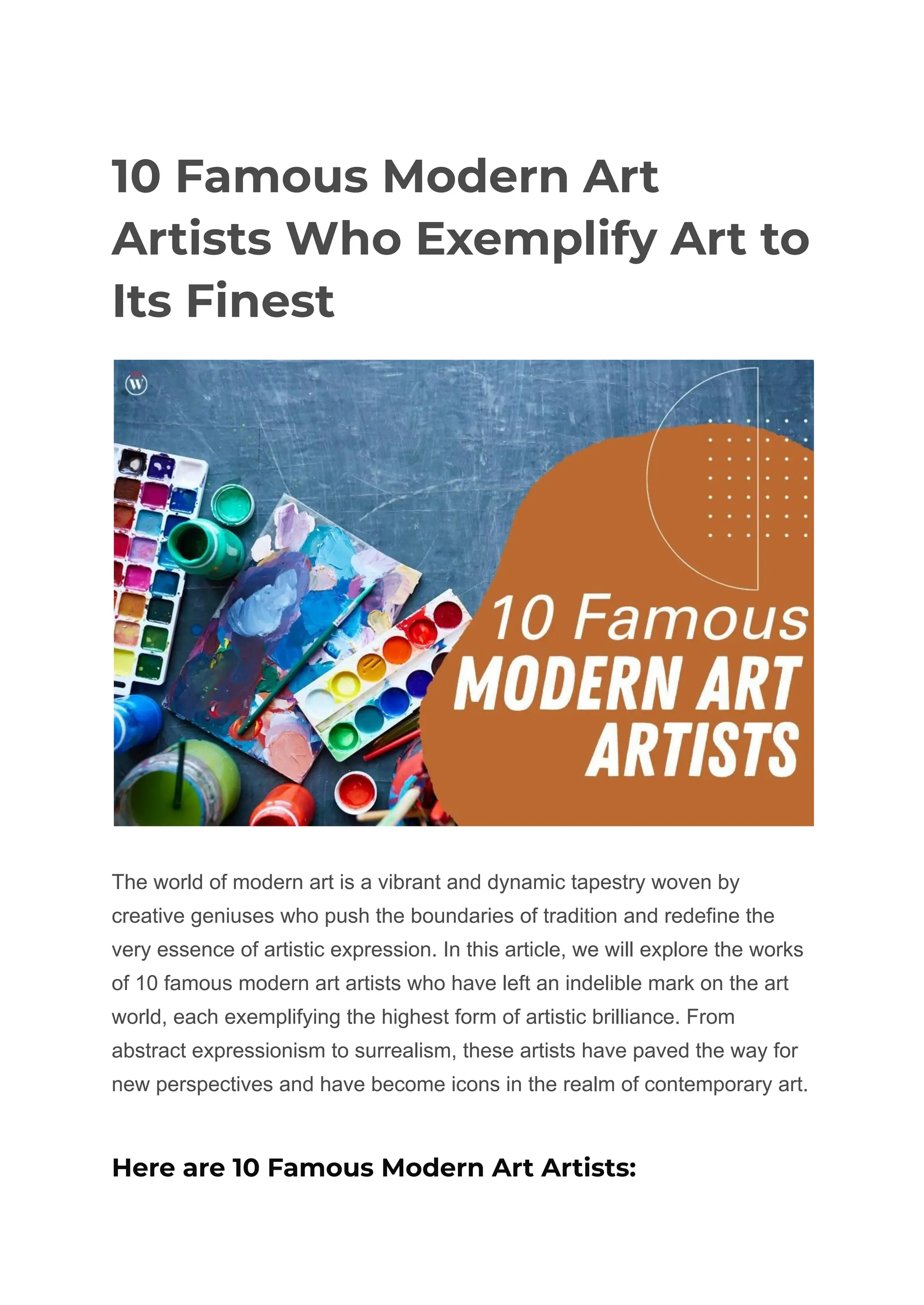 10 Famous Modern Art Artists Who Exemplify Art to Its Finest.pdf