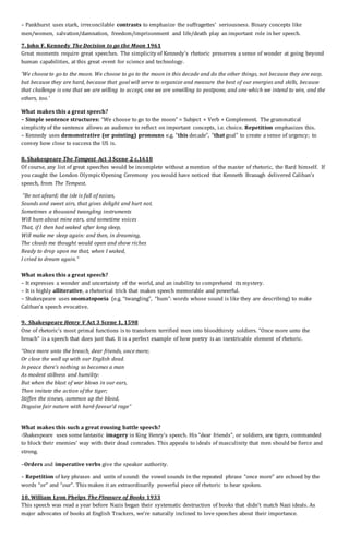 10 famous speeches in english and what you can learn from them | DOCX