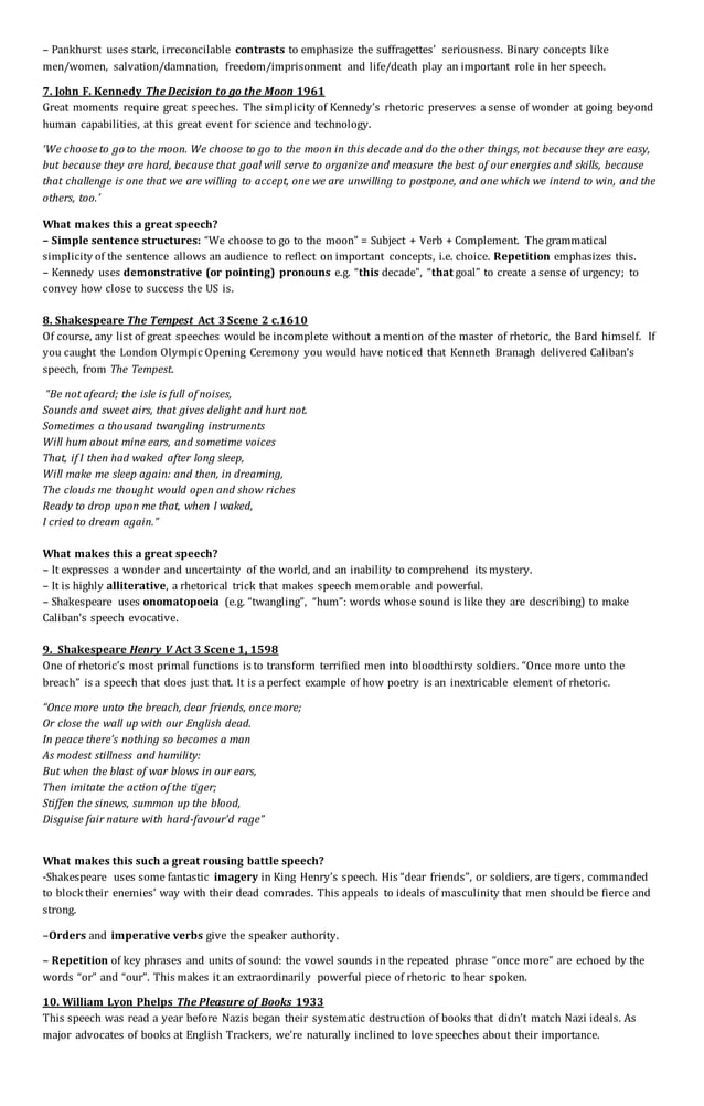 10 famous speeches in english and what you can learn from them | DOCX