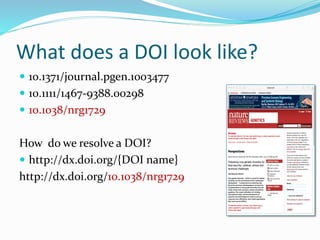 Digital Object Identifiers (DOIs) in the context of the International ...
