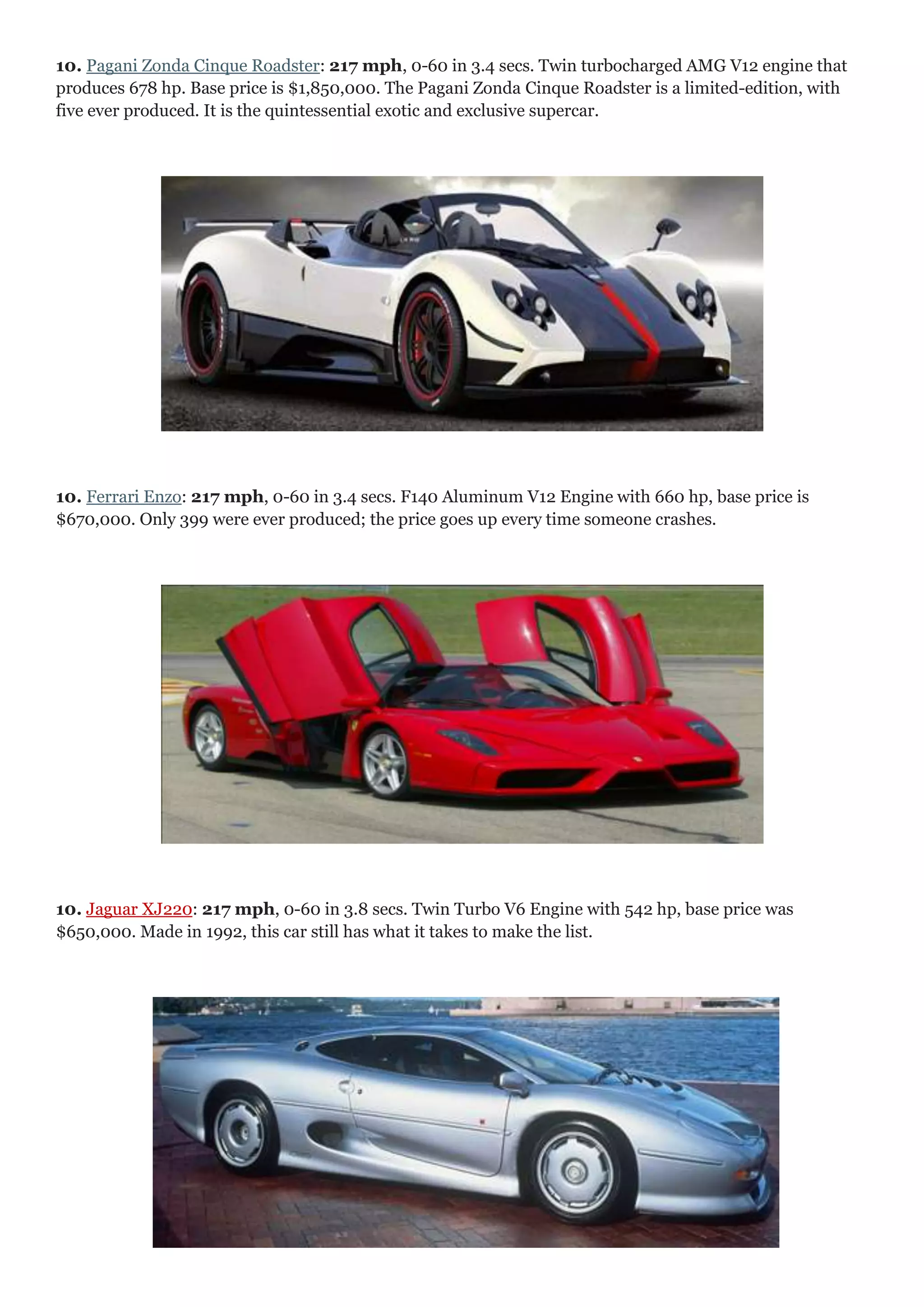 10 fastest cars of the world | DOCX