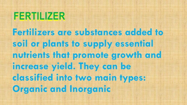 Types of Fertilizer as organic and organic and based on nutrients provided.pptx