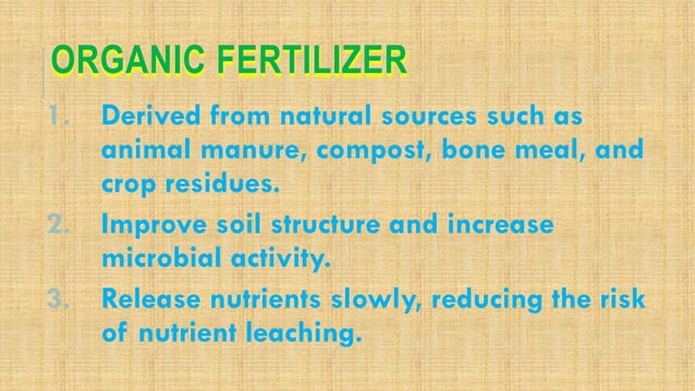 Types of Fertilizer as organic and organic and based on nutrients provided.pptx