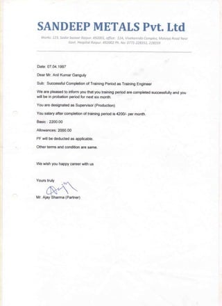 SANDEEP METALS Appointment letter promotion latter reliving letter.pdf