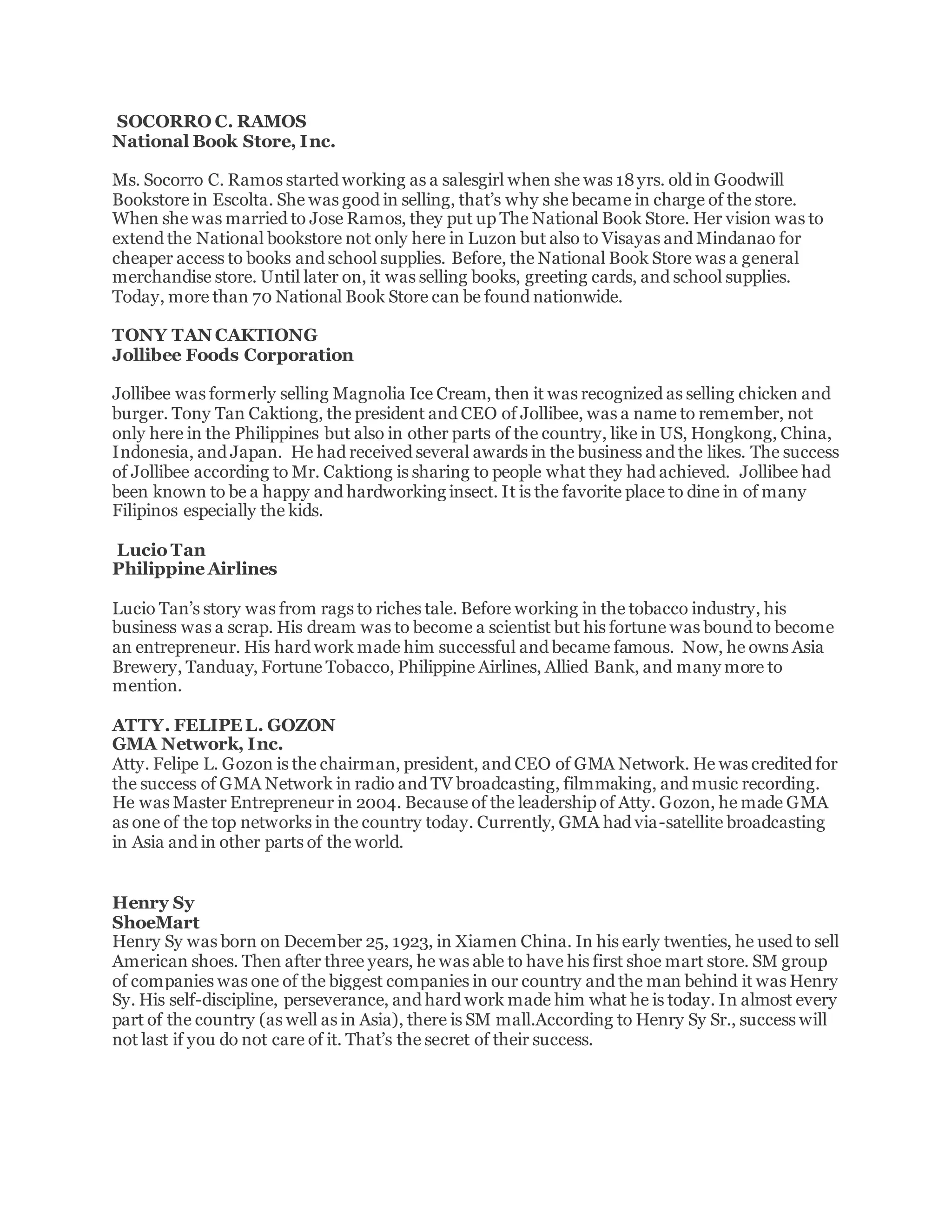 10 filipino entrepreneur story | DOCX