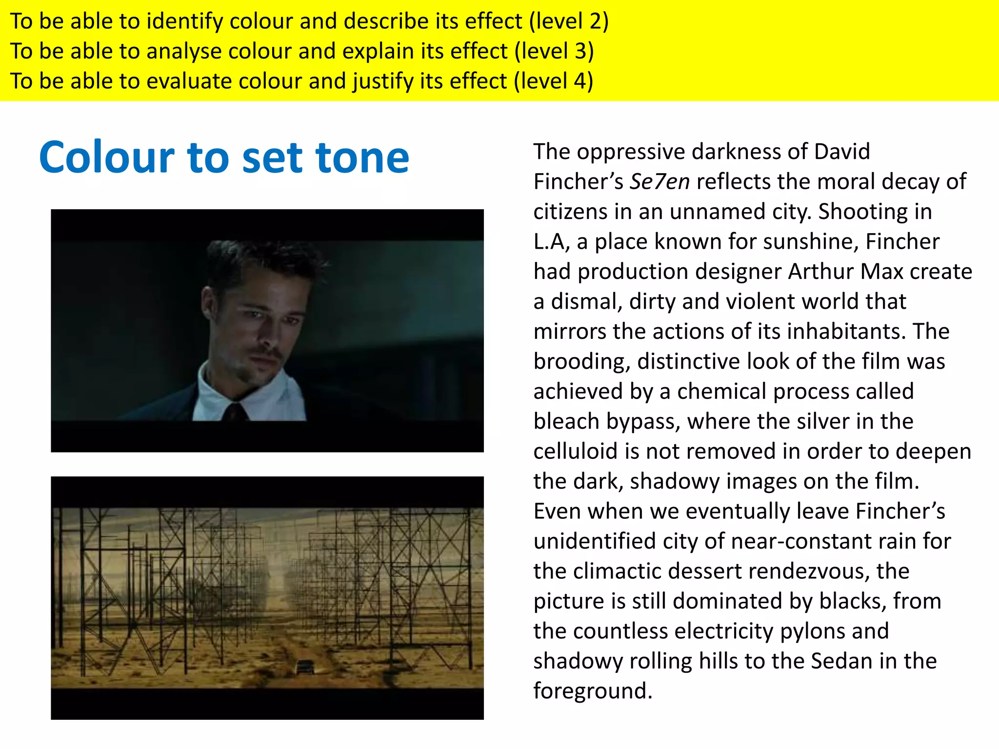Film language: Mise-en-scene - colour | PPTX