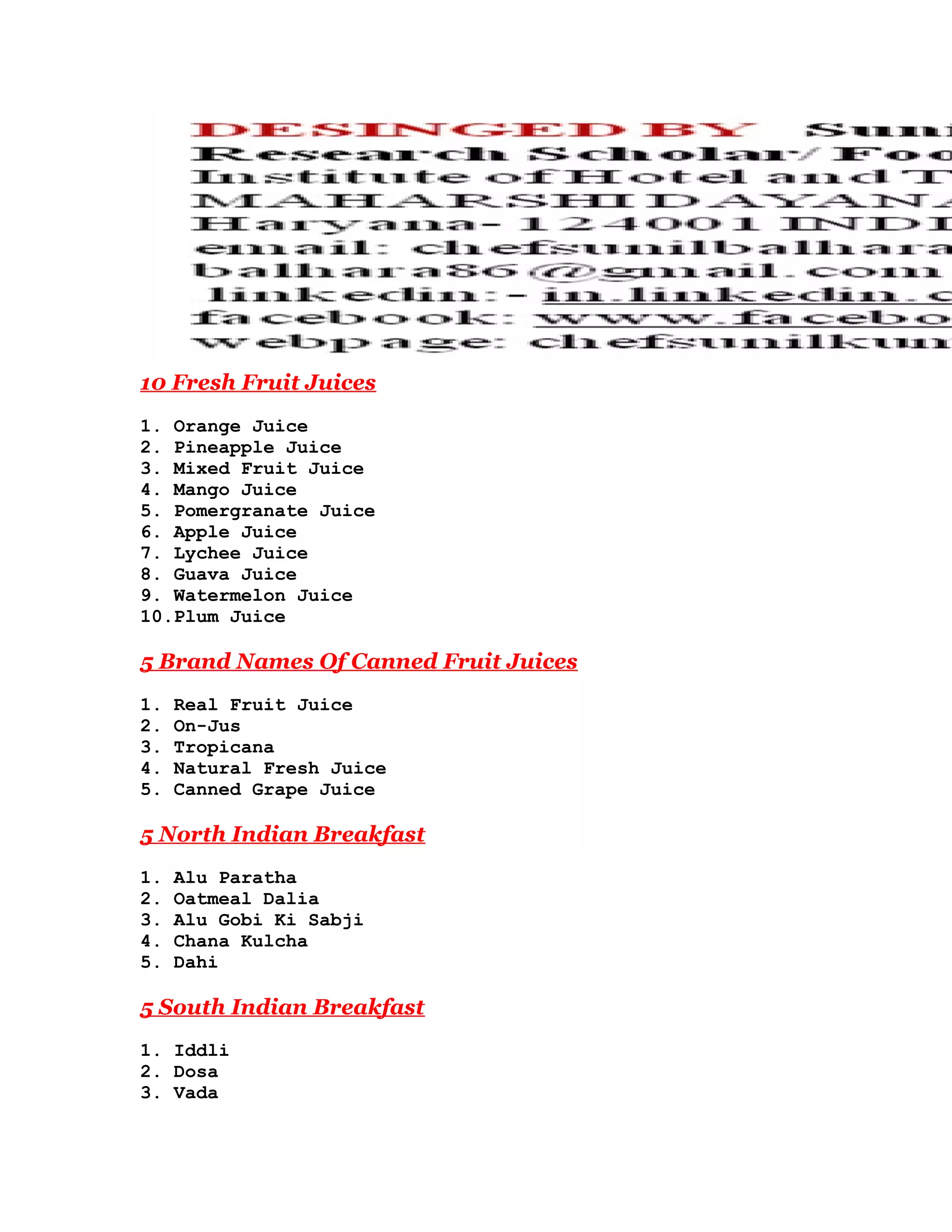 fresh fruit juices | DOC