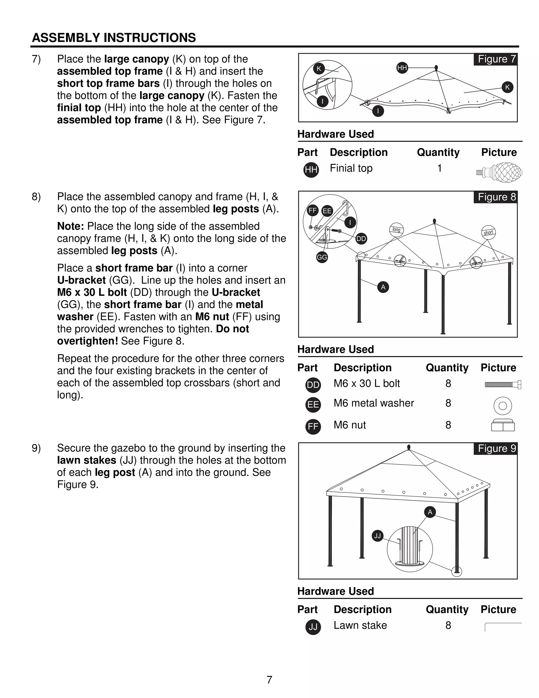 10 ft. x 12 ft. steel gazebo assembly & instructions manuals | PDF