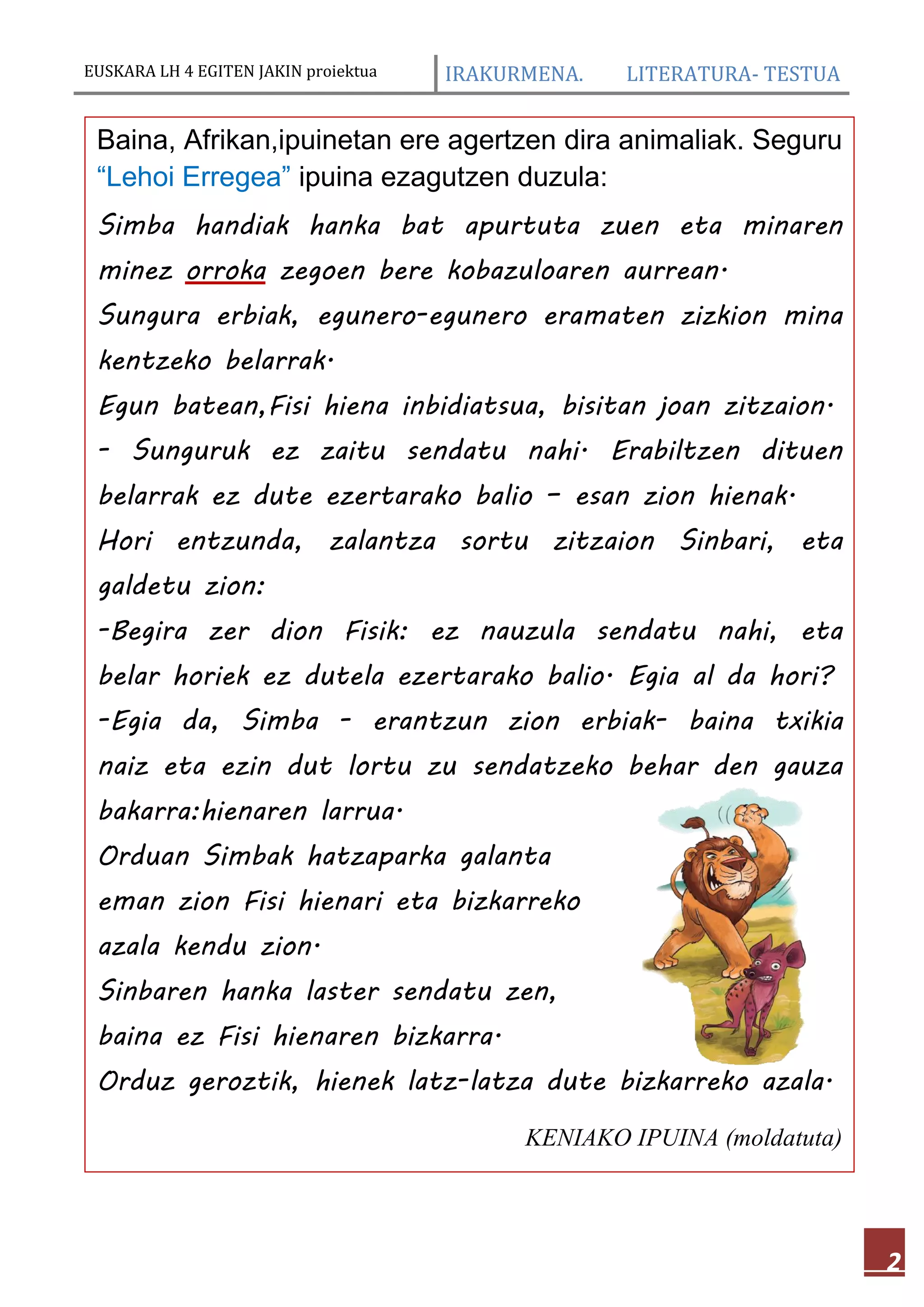 10 gaia hakuna matata euskara 4 santillana | PDF