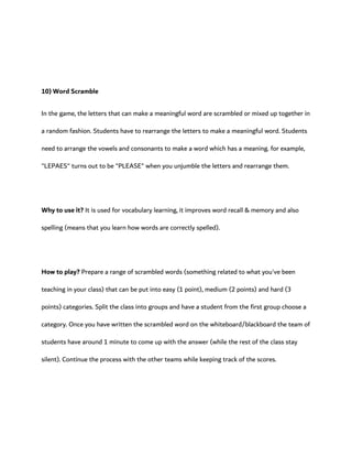 10 games to use in ESL and EFL classes | PDF