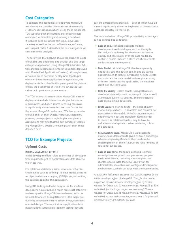 Tco Comparison Mongodb And Oracle