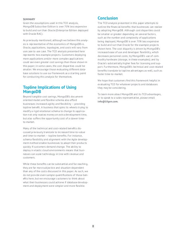 Tco Comparison Mongodb And Oracle