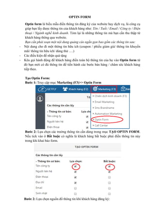 #10 Optin form hay api - Hướng dẫn sử dụng phần mềm GetFly CRM | PDF