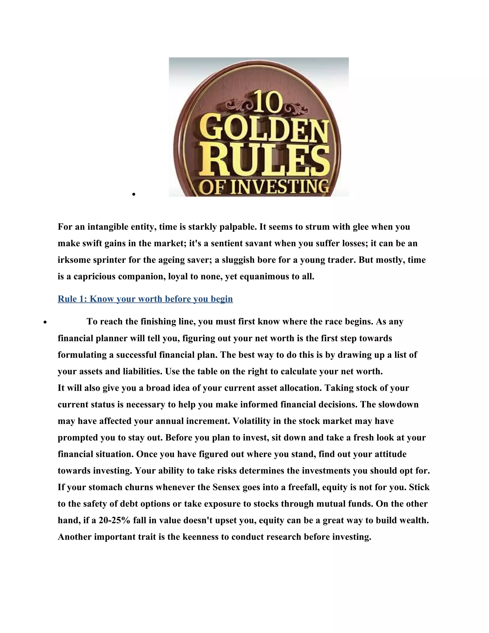 10 golden rules of investing | DOC