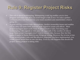 10 golden rules of project risk management | PPT