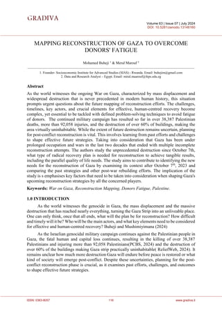 MAPPING RECONSTRUCTION OF GAZA TO OVERCOME DONORS' FATIGUE | PDF