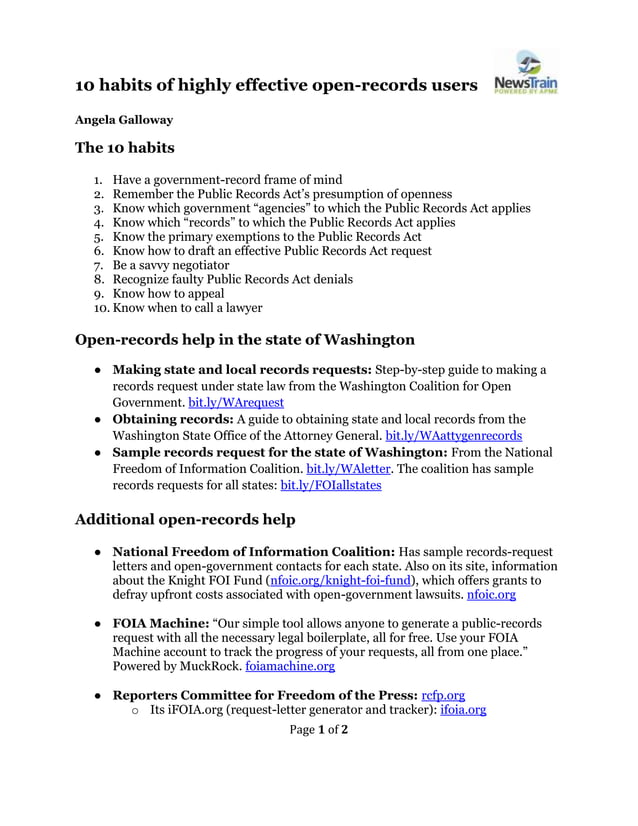 10 habits of highly effective open-records users - Angela Galloway ...