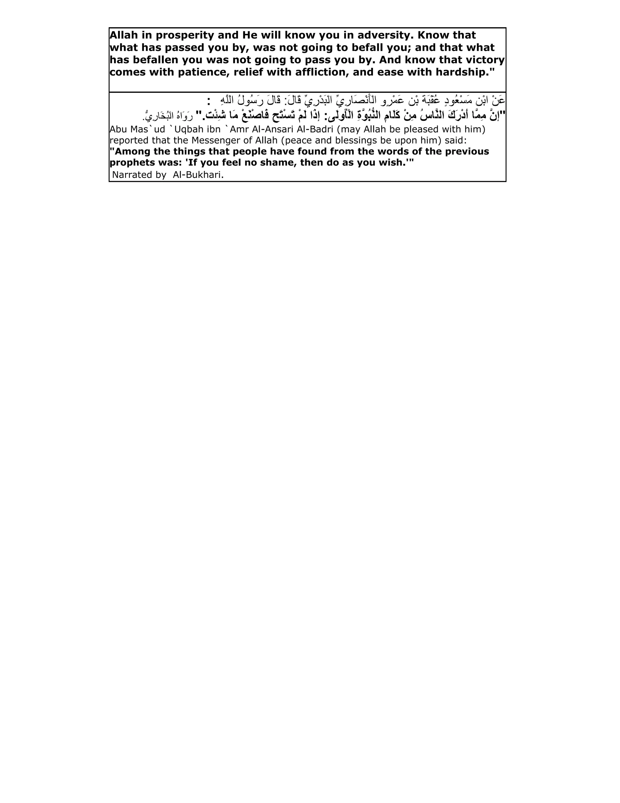 10 Hadiths With Their English Interpretation | DOCX