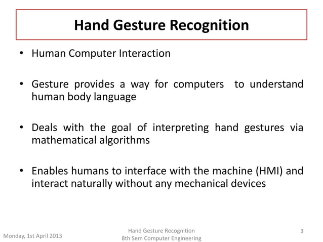 Hand Gesture Recognition | PPTX | Computing | Technology & Computing
