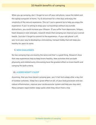 10 health benefits of camping | PDF | Camping | Travel Type