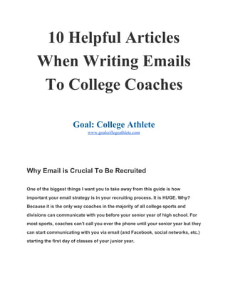 10 Helpful Articles When Writing Emails To College Coaches | PDF ...