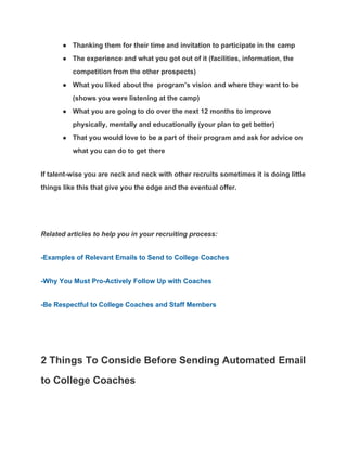 10 Helpful Articles When Writing Emails To College Coaches | PDF ...