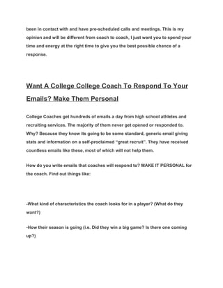 10 Helpful Articles When Writing Emails To College Coaches | PDF ...
