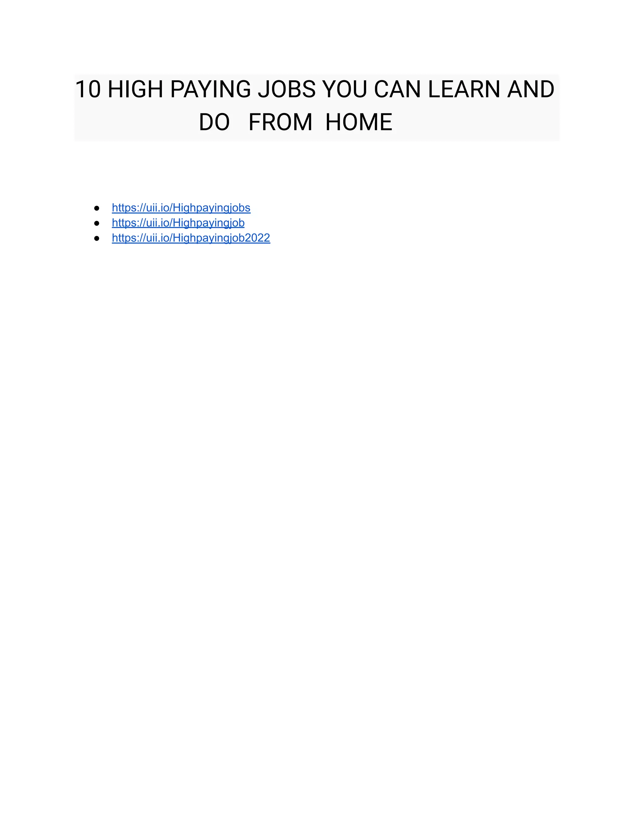 10 high paying jobs you can learn and do from home | PDF