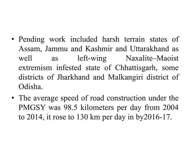 Pradhan Mantri Gram Sadak Yojana (PMGSY) | PPTX