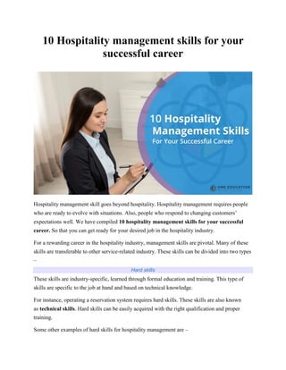 10 hospitality management skills for your successful career | PDF