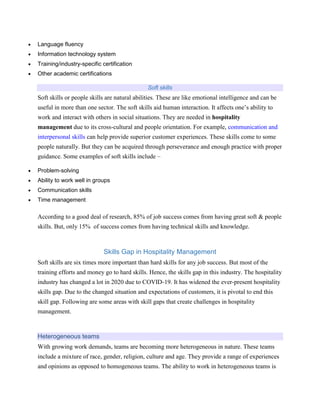 10 hospitality management skills for your successful career | PDF