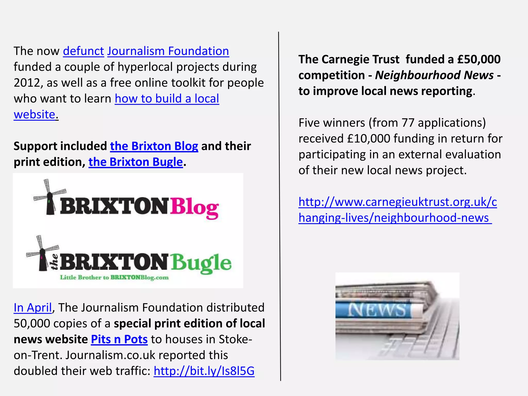 Hyperlocal 101: Part One, 10 hyperlocal business models | PPTX