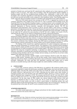 Decision support system in machine learning models for a face ...