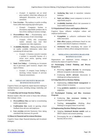 Cognitive Biases in Decision-Making: A Psychological Perspective on ...