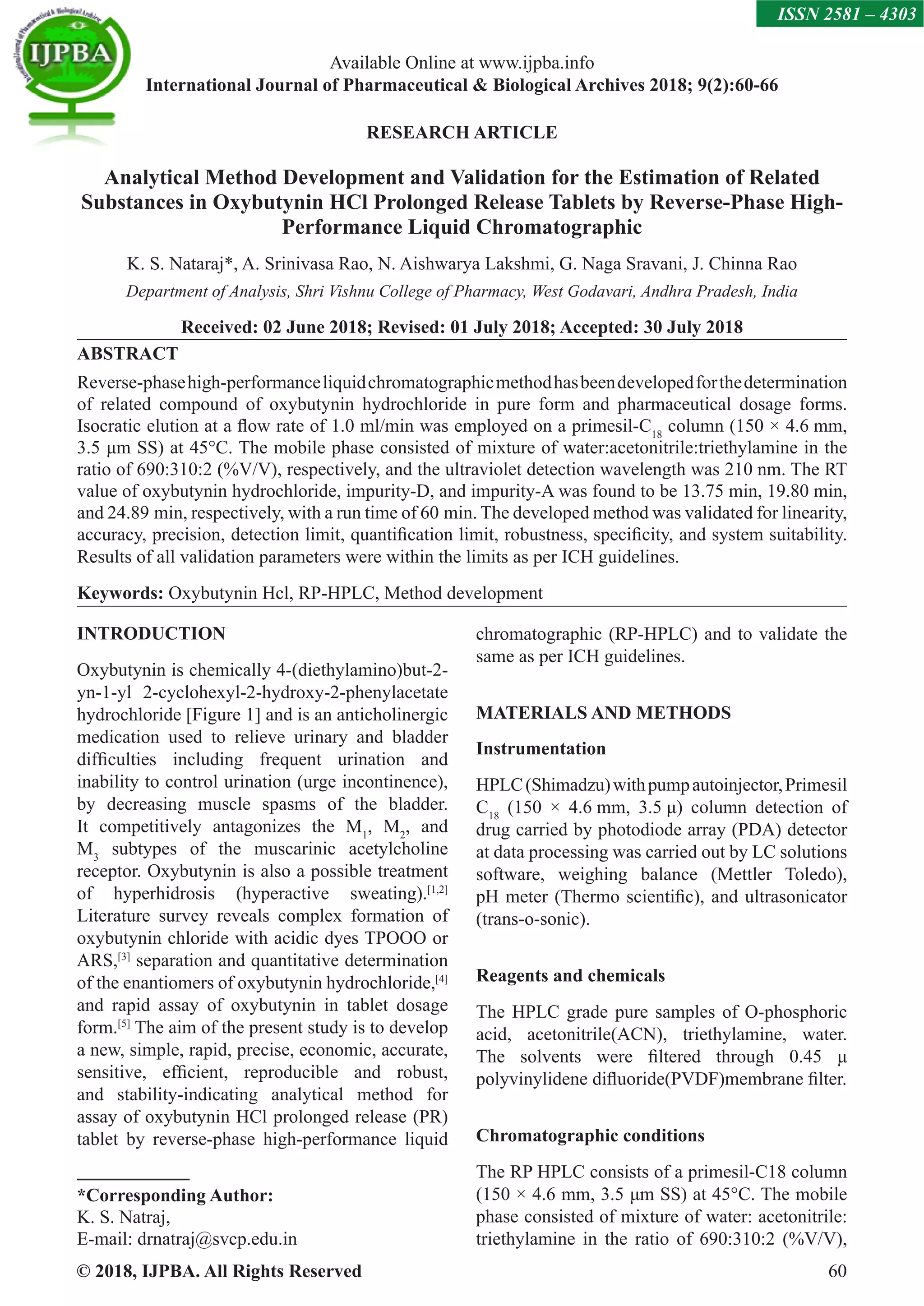 Analytical Method Development And Validation For The Estimation Of Related Substances In