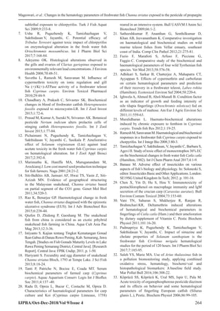 Changes in the Hematology Parameters of Freshwater Fish Channa striatus ...