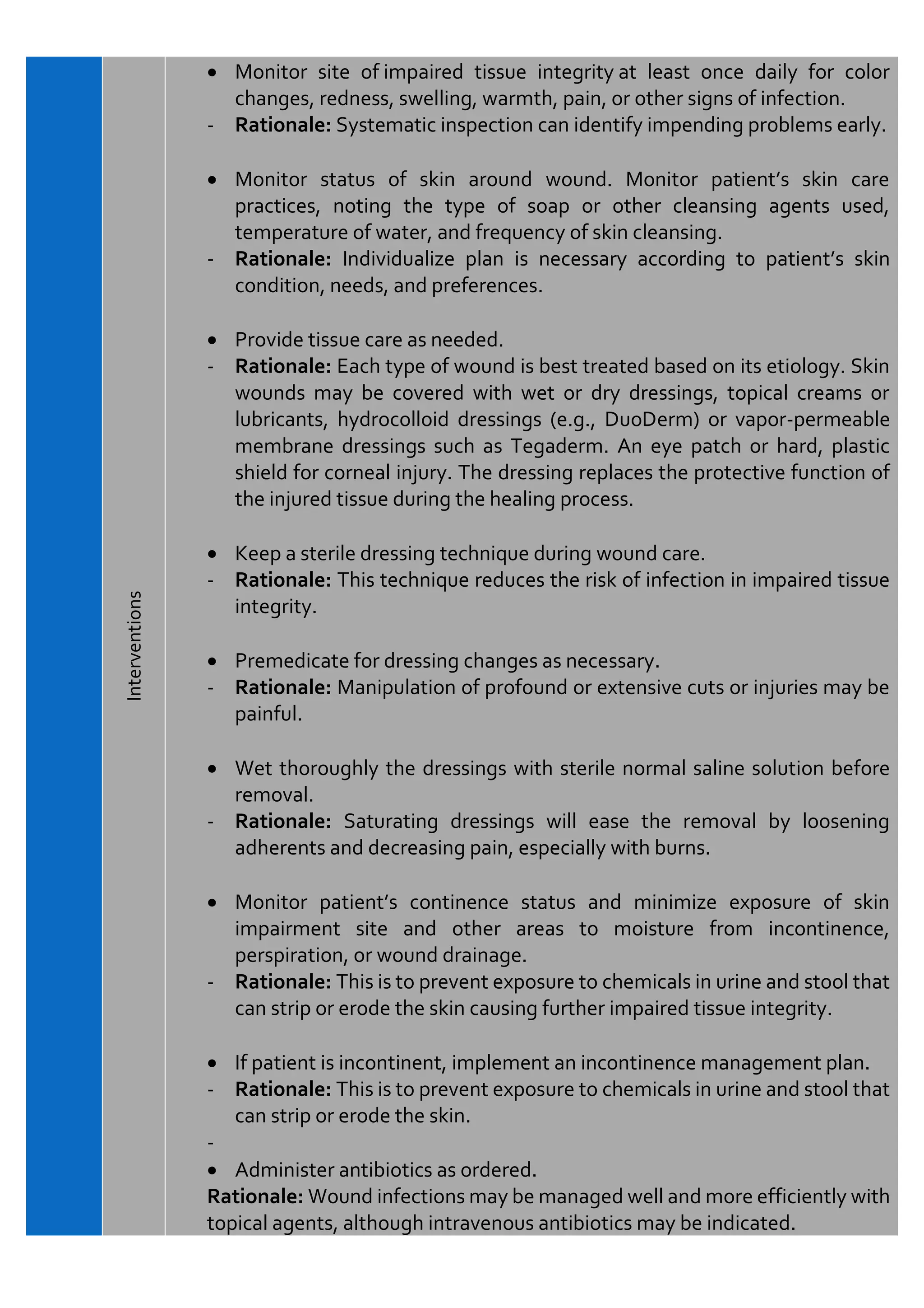 Impaired Skin Integrity Nursing Care Plan | PDF