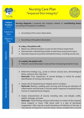 Impaired Skin Integrity Nursing Care Plan | PDF